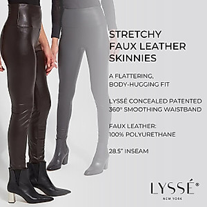 Lyssé Women's Misses Textured Leather Legging, Kohl Black, M