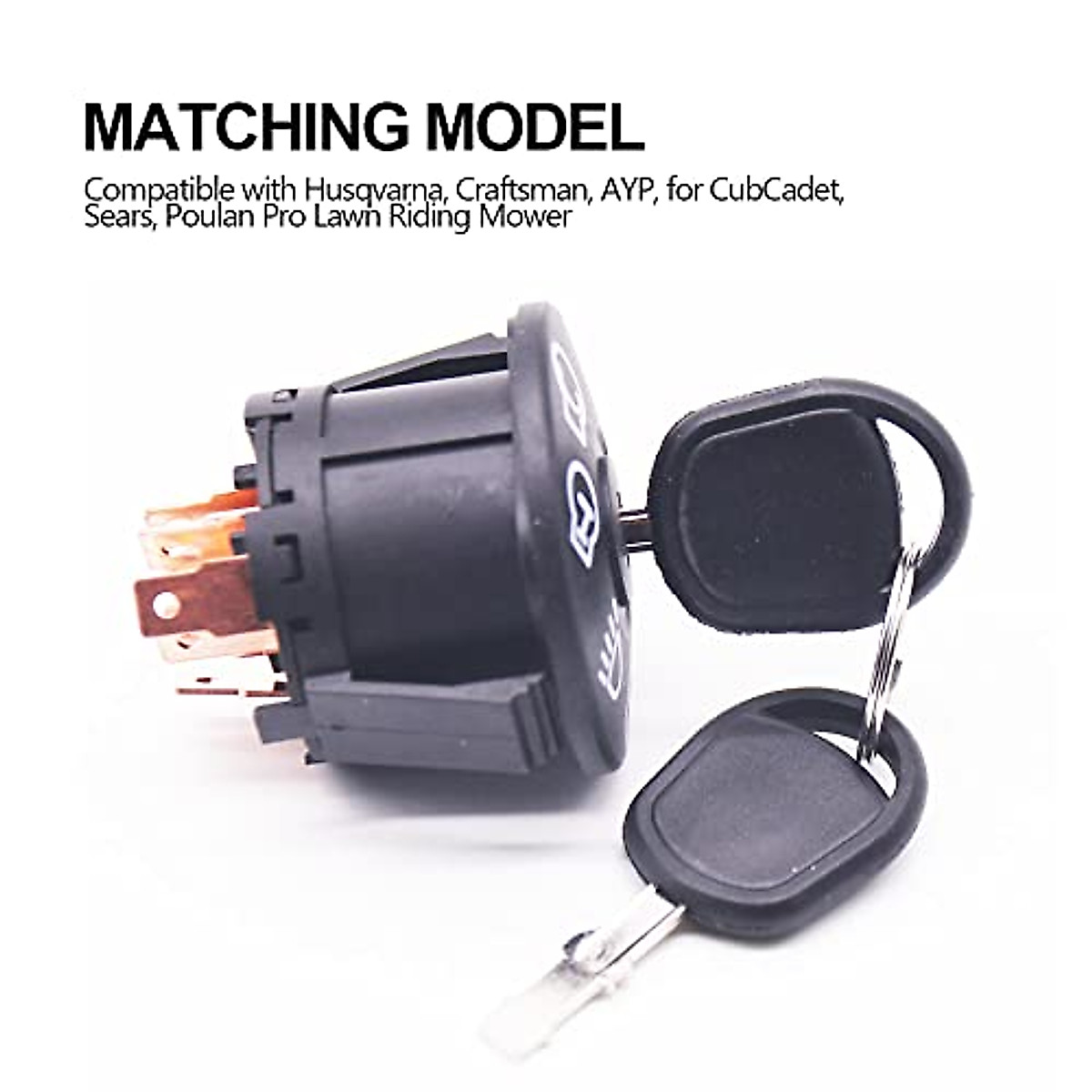 Starter Ignition Switch with Key 4-Position 7-Terminals Compatible with Husqvarna, Craftsman, AYP, for CubCadet, Sears, Poulan Pro Lawn Riding Mower Rider Tractor Lawnmower Replace 532193350 193350