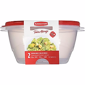 Rubbermaid TakeAlongs Serving Bowl Food Storage Containers, 15.7 Cup, Tint Chili, 2 Count