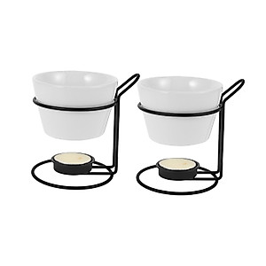 2 Sets Set Butter Heating Stove Chocolate Butter Melting Pot Candle Making Pot Cheese Warmers Butter Melter Butter Warmers for Seafood Ceramic Cheese Warmer Melting Fondue Pot Iron Garneck