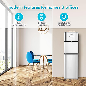 Avalon Limited Edition Self Cleaning Water Cooler Water Dispenser - 3 Temperature Settings - Hot, Cold & Room Water, Durable Stainless Steel Construction, Bottom Loading - UL Listed