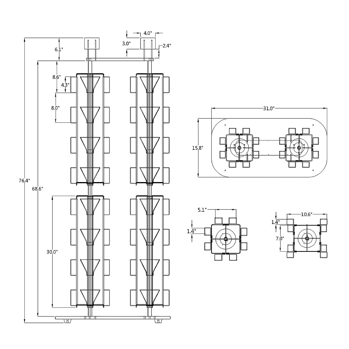 FixtureDisplays® DVD, CD, BlueRay, Literature,Greeting Card Postcard Rack Display High Capacity 64 Adjustable Pockets 5.1" to 10.6" Wide, up to 8" Tall Cards 11875NEWNF