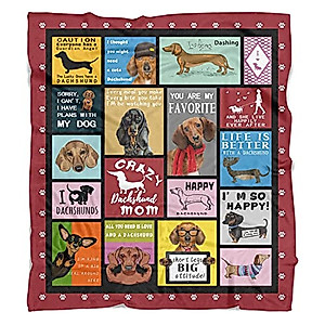 Dachshund Dog Throw Blanket Fleece Blanket Soft Warm Cozy for Sofa Couch Bed 50in*60in