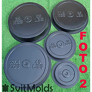 Molds Plates Set 5 pcs Molds CONCRETE WEIGHT PLATES BARBELL DISCS OLYMPIC LIFTING D55 (45Lb)