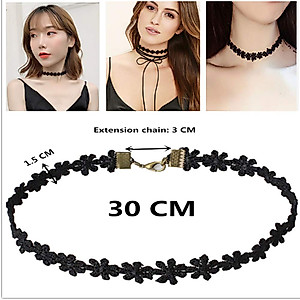 Choker Set 20 Pcs Adjustable Classic Black Choker Necklace Foot Set for Christmas Gift Velvet Metal Pendant Making Chains Vintage Lolita Styles for Women Girls