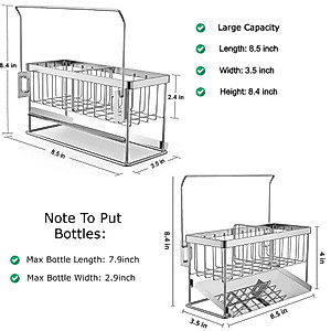 Sink Organizer and Sponge Holder, 304 Stainless Steel Rustproof, Adjustable, Self-Draining Sink Caddy for Sponges, Brushes, Dish Soap,Kitchen Towel,Kitchen Rags