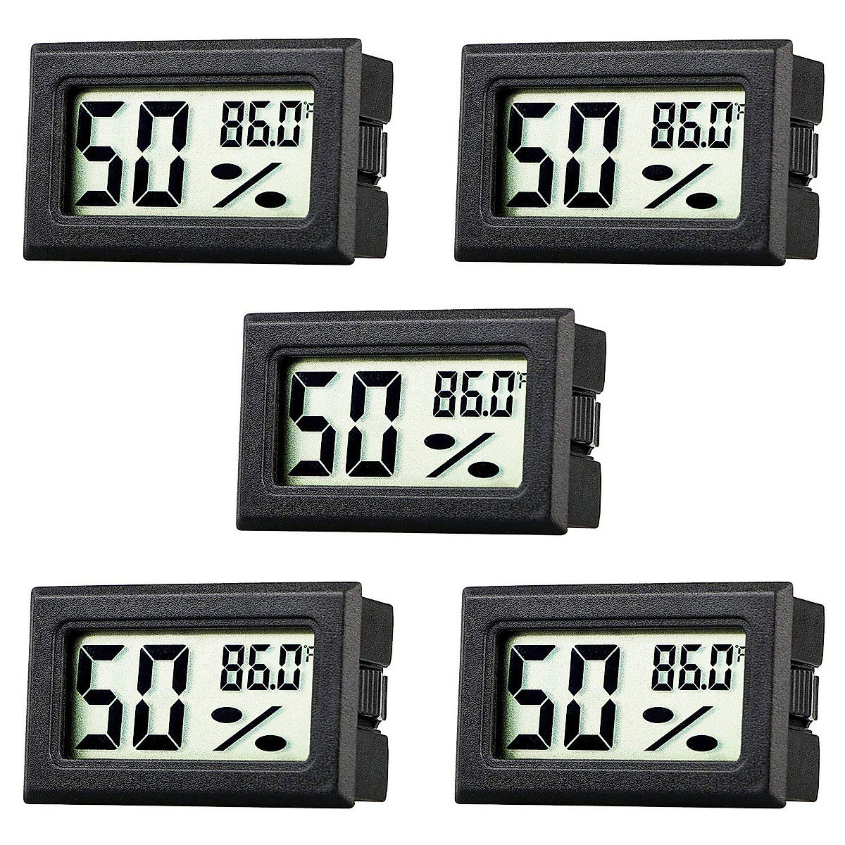 Rojuna Mini Thermometer Hygrometer, Small Digital Electronic Temperature Humidity Meters Gauge Indoor LCD Display Fahrenheit for Humidors, Greenhouse, Garden, Cellar, Fridge, Mason Jar (5)