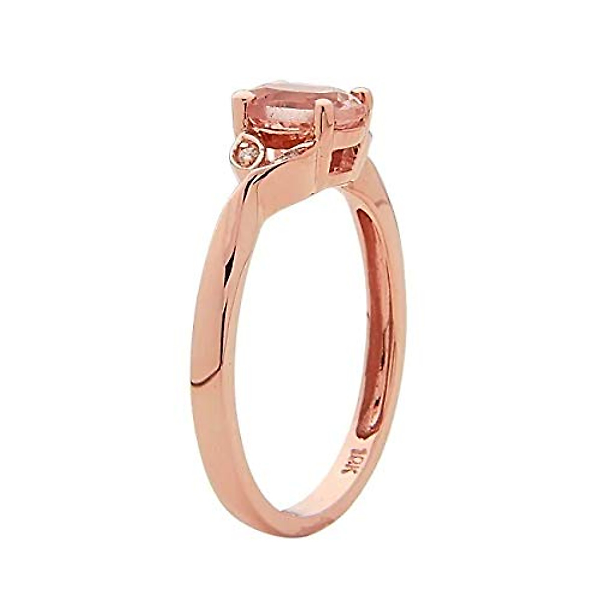 Gin & Grace 10K Rose Gold Genuine Morganite Ring with Diamonds for women | Ethically, authentically & organically sourced (Oval-cut) shaped Morganite jewelry for her | Morganite Ring for women