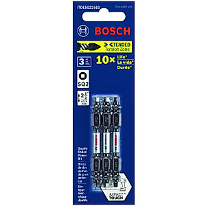 BOSCH ITDESQ22503 3-Pack 2-1/2 In. Square #2 Impact Tough Double-Ended Screwdriving Bits
