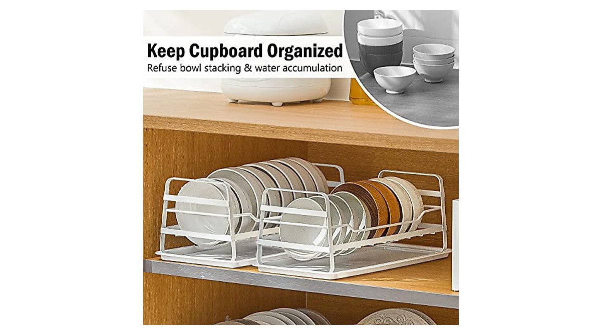 Poeland Bowl Rack with Drip Tray – Kitchen Organizer for Bowls