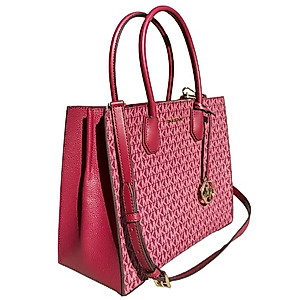 Michael Kors Mercer Large Convertible Tote Crossbody Mulberry MK Signature