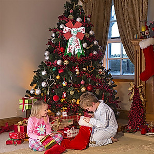 Hying 3 Rolls Merry Christmas Ribbons for Wreath Bows Crafting, Xmas Wired Edge Ribbons Glitter Red Green Ribbon Winter Holiday Craft Ribbons for Gift Wrapping Christmas Party Decorations Ornaments