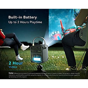 Emotn H1 Mini Projector, Native 1080P, 250 ANSI Lumen, Android 9.0 Portable Outdoor Projector, 240" Display, Rechargeable Battery, WiFi Bluetooth, Compatible with Smartphone/HDMI/USB/PS4/XBOX