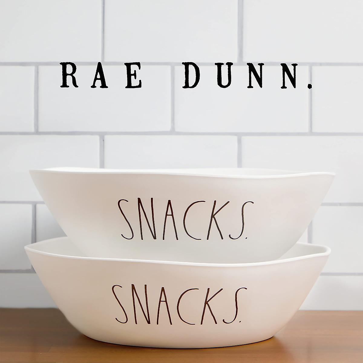 Rae Dunn Melamine Bowl Sets - Durable Dishwasher Safe Dinner/Cereal Bowls Set of 2 (12 inch) Bowl Set for Soup, Cereal, Pasta, Salads