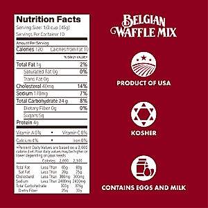Classique Fare Belgian Waffle Mix - Makes Light and Crisp Waffles, Pancakes, Muffins & Crepes - Works with Waffle Maker - Fast and Fresh Breakfast Foods - 16 Oz Box