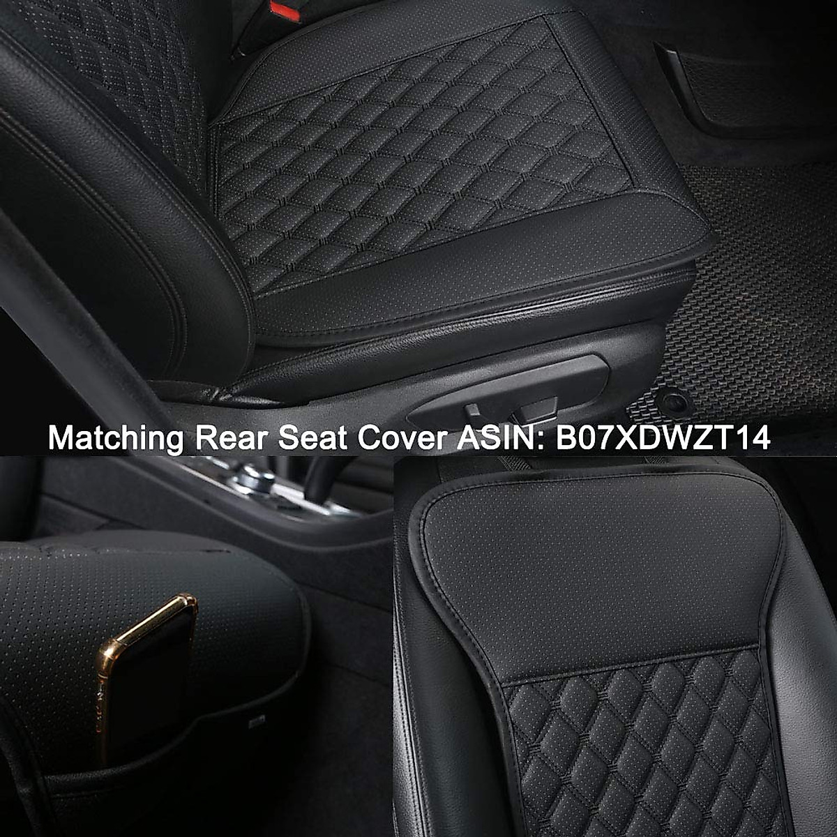 Black Panther 1 Pair Car Seat Covers, Luxury Car Protectors, Universal Anti-Slip Driver Seat Cover with Backrest,Diamond Pattern (Black)