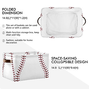 Storage Basket Cube Baseball Laces Large Collapsible Toys Storage Box Bin Laundry Organizer for Closet Shelf Nursery Kids Bedroom,15x11x9.5 in,1 Pack