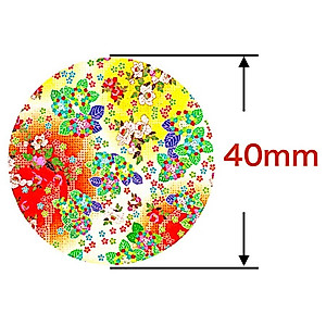 KUDOS.JP Envelope Seals Japanese Pattern Round Stickers - Gift Packing Decorative Label 48 Pcs (Cherry Blossoms)