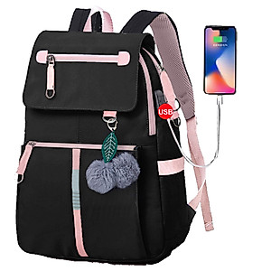 Backpack for Girls Schoolbag Children Bookbag Women Casual Daypack-Black