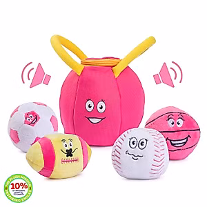 Talking Plush Sports Balls for Toddlers 1-3 | Soft Sports Balls for Baby | Toddler Sports Toys | Set of 4 - Plush Basketball, Baseball, Soccer Ball & Football