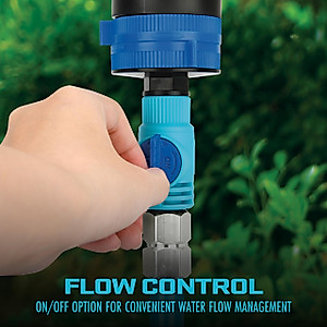 Aqua Joe AJ-6PSTB-MAX HD Sprinkler & Mister W/Metal Tripod Base, 6 Patterns, 4100 Sq. Ft. Coverage, Blue