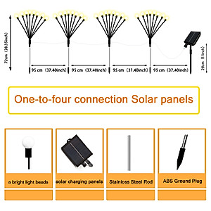 Firefly Solar Garden Lights Outdoor, Solar Firefly Lights, 4 Pack 32 LED Vibrant Firefly Starburst Swaying Lights, Waterproof Solar Decorations Lights for Yard Walkway (Warm White)