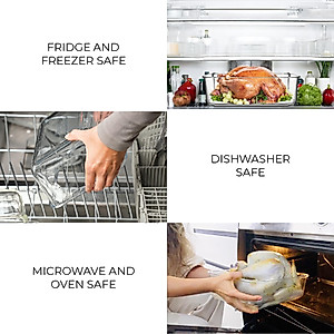 4800 ML / 163 oz / 21 Cup LARGE Glass Food Storage Container with Airtight Locking Lid. Ideal Storing food, Vegetables, Fruits. Baking Casserole, Lasagna, Roasting Turkey, Chicken BPA Free Oven Safe