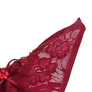 Toxz Womens Sexy Lace Thongs G-String,Sheer Perspective Satin Enticing Floral Embroidered,Lace V-String Briefs Panties Lingerie Underwear