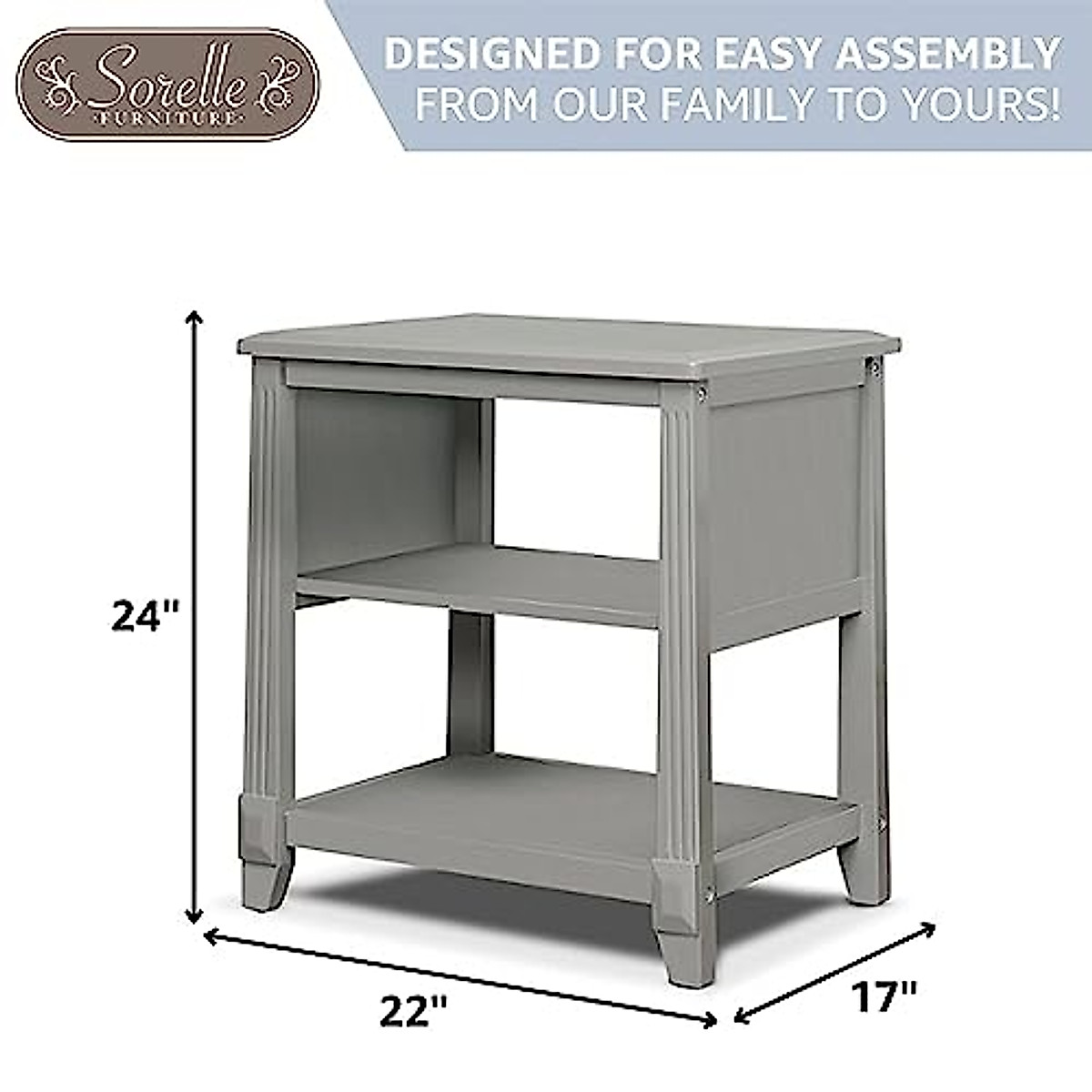Sorelle Furniture Berkley Baby Dresser – Dresser for Nursery, Kids Bedroom Furniture, Dresser Drawers, Nightstand for Child’s Room with Drawers, Nursery Furniture for Infant-Weathered Gray