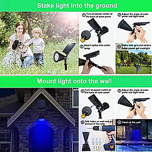 Clordeal Solar Spotlights Outdoor Waterproof Adjustable Solar Garden Landscape Spot Light, 4 LEDs 2-in-1 Auto On/Off Solar Inground Lights for Patio Yard Garden Driveway Pathway (2 Pack, Blue)