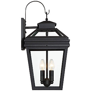 John Timberland Stratton Street Traditional Outdoor Wall Light Fixture Textured Black Lantern 22" Clear Glass for Exterior House Porch Patio Outside Deck Garage Yard Front Door Garden Home