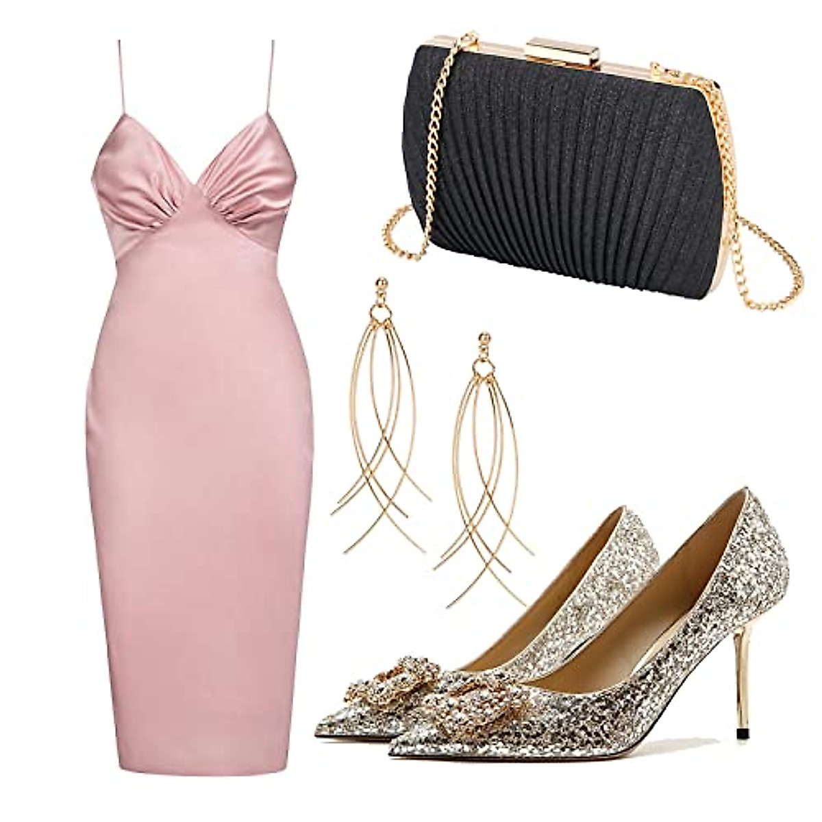 Savatano Gold clutch for women evening,gold purse clutch Handbags Crossbody shoulder Bags Wedding Party Bridal Prom Bag (Navy Blue)