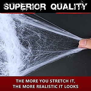1000 sqft Spider Webs Halloween Decorations with 77 Fake Spiders, Super Stretch Cobwebs for Halloween Indoor and Outdoor Decor