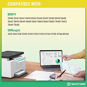 S SMARTOMNI 62XL Ink Cartridges Black and Color Replacement for HP Ink 62 62XL Cartridge Combo Pack High Yield for HP OfficeJet 200 250 Envy 5540 5660 5665 5740 7640 7645 (2 Pack, Black&Tricolor)