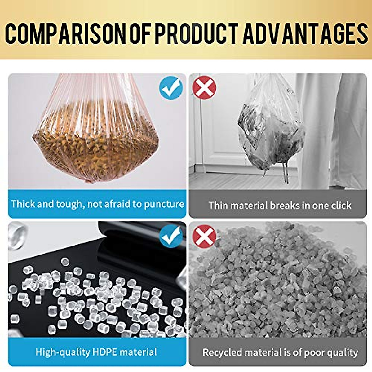 Small Trash Bags 240 Count Garbage Bags SWIHELP Waste Basket Liners for Bathroom, Kitchen,Bedroom, Office Pet Car 15 Liter Trash Can 4 Gallon…