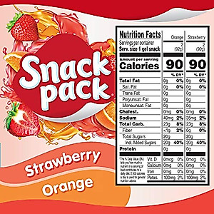 Snack Pack Juicy Gels Strawberry And Orange, 4 Cups of 3.25 Oz. each, Total 13 Ounce
