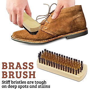 TAKAVU Premium Suede & Nubuck Cleaning Kit - Crepe Brush, Brass Bristle Brush, Microfiber Towel Cloth, Cleaning Block Eraser for Shoes, Boots