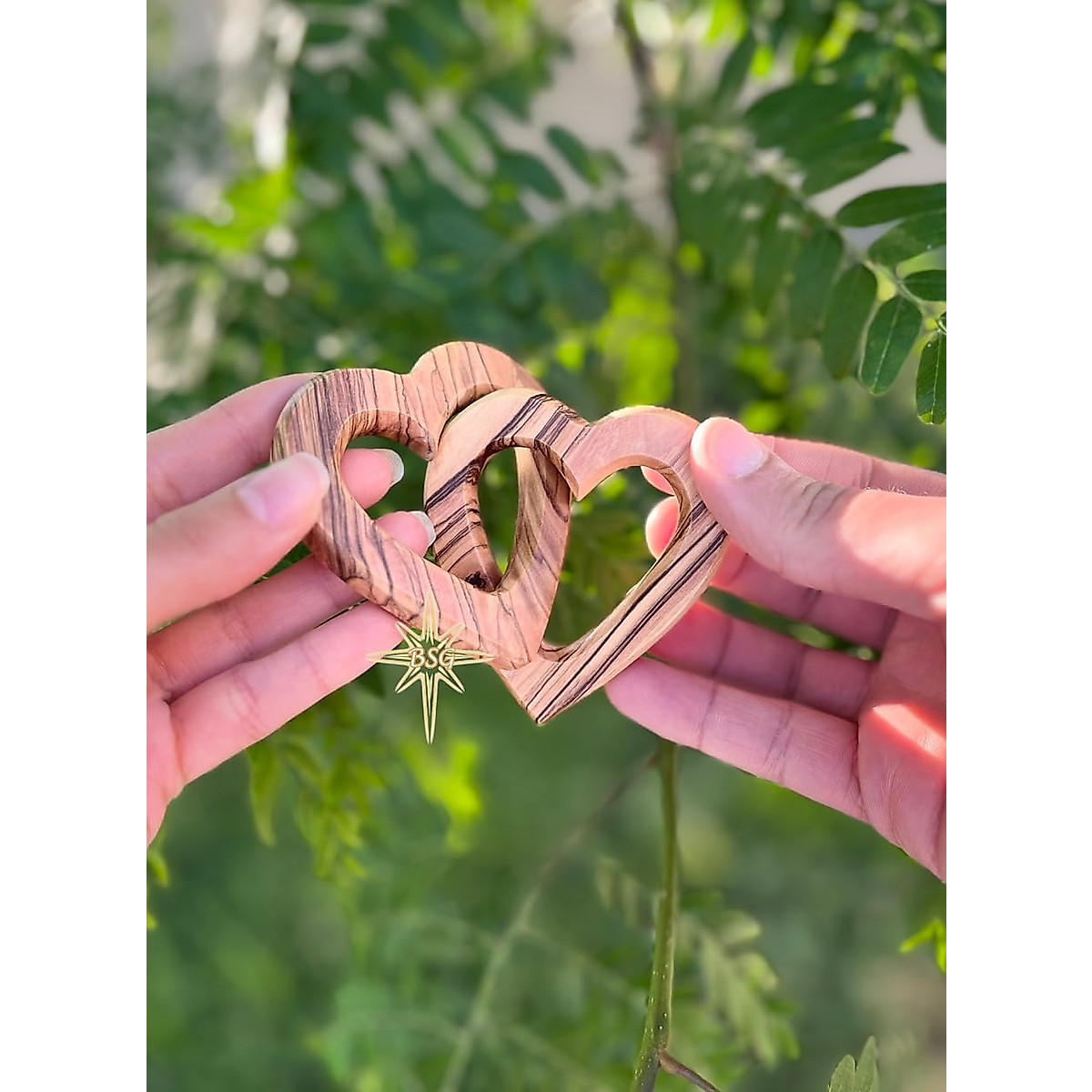 Customized Gifts, Olive Wood Hearts, Personalized Valentines Day Gift, Together Forever, Unique and Cute for Engagement, Wedding, Anniversary, interwind interlocking hearts for her, him, wife, husband