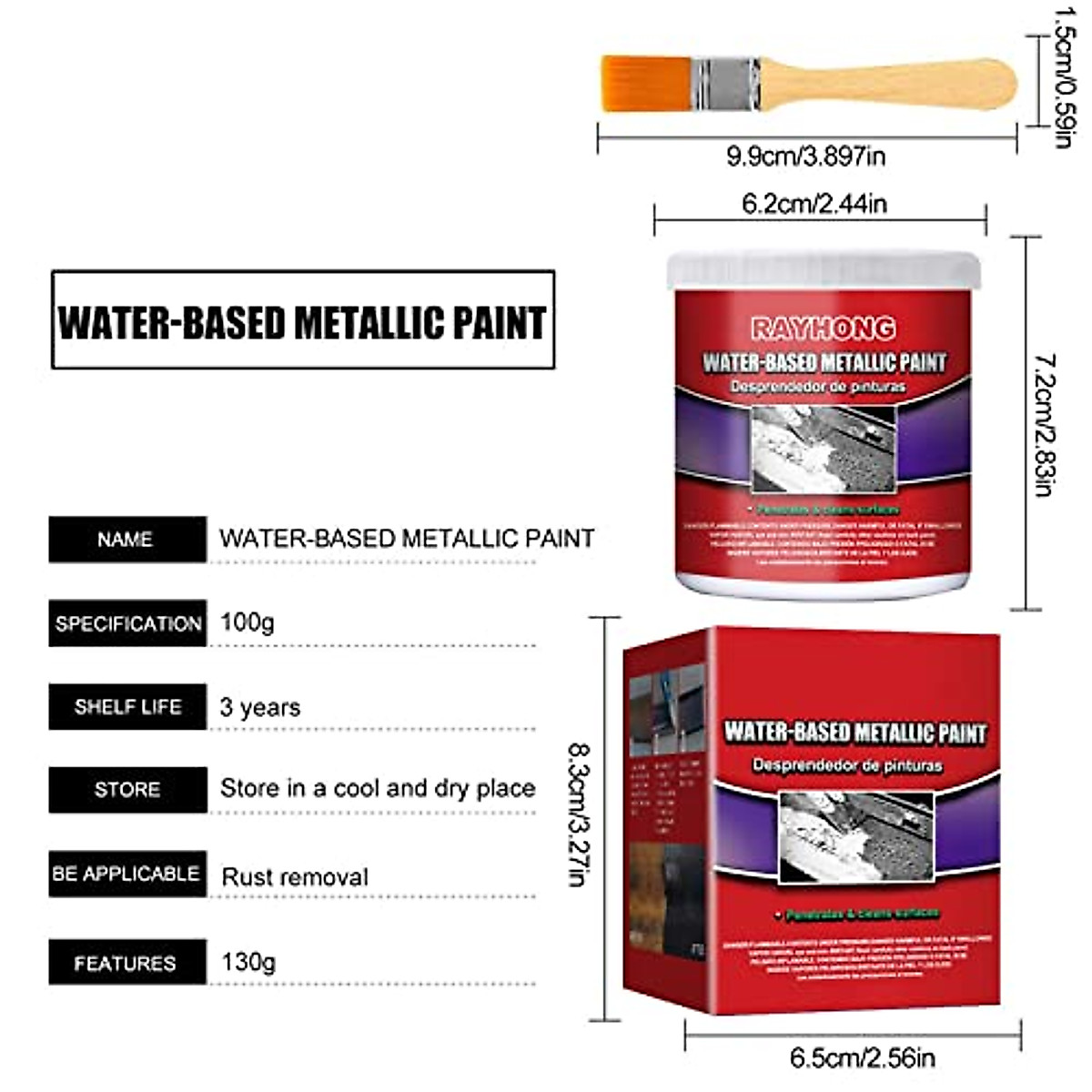 Luckynu Rust Remover, 2Pcs Rust Converter Water Based Metallic Paint, 200g Rust Inhibitor for Metal with Brush, Rust Stopper for Stopping Rust and Preventing from Spreading