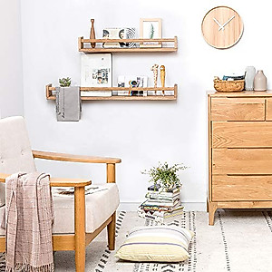 INMAN Floating Shelves, Wall Mounted Nursery Shelf-Wood Bookshelf Wall Shelves for Kitchen Spice Rack Bedroom and Living Room Baby Nursery Decor, 24 Inch,Natural