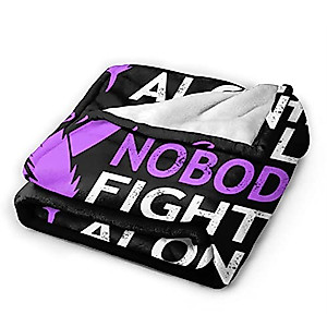 in This Family Nobody Fights Alone Hodgkin S Lymphoma Awareness Flannel Fleece Throw Blanket ,Softest Super Fluffy Bed Plush Blanket Throw, Sofa Luxury Cozy Couch Blanket 50"x40"