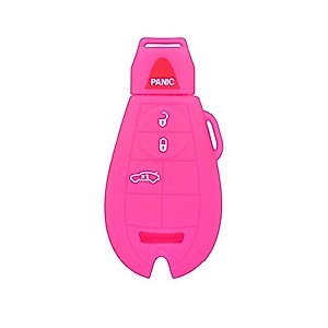 SEGADEN Silicone Cover Protector Case Holder Skin Jacket Compatible with DODGE JEEP CHRYSLER 4 Button Smart Remote Key Fob CV4752 Rose