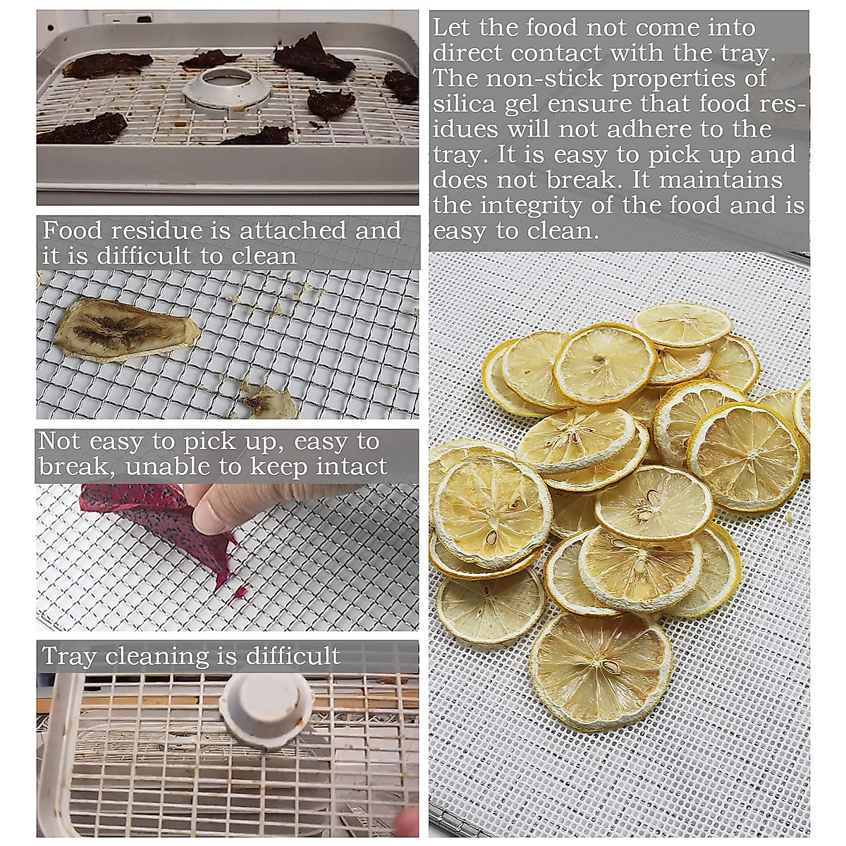 Kispog Silicone Mesh Dehydrator Sheets, for Food Dehydrator & Freeze Dryer, Premium Non-Stick Silicone Reusable, 6 Pcs/sets 14x14 in…