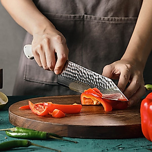 HEZHEN Damascus Steel Kitchen Knife Set 5PCS, 67 Layers Damascus Chef Knife Universal Peeling Knife Paring Bread Knife, Ivory White G10 Handle Cooking Tools