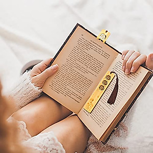 8 Pieces Handmade Bamboo Bookmark Vintage Carving Wooden Bookmark Hollow Blossom Bookmark with Tassel for School Students Teacher Presents Office, 4 Designs