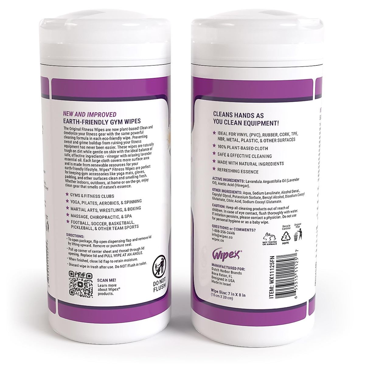 Wipex Original Natural Gym Wipes & Fitness Equipment Wipes for Personal Use, New Lint-Free Plant Based Cloth, 50 Count - Great for Yoga, Pilates, Home Gym, Peloton Bike Wipes, 50 Count (Pack of 12)