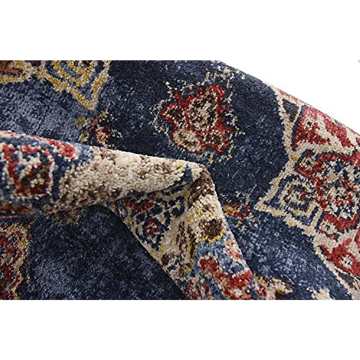 Unique Loom Utopia Collection Traditional Classic Vintage Inspired Area Rug with Warm Hues, 2 ft 7 in x 10 ft, Navy Blue/Burgundy