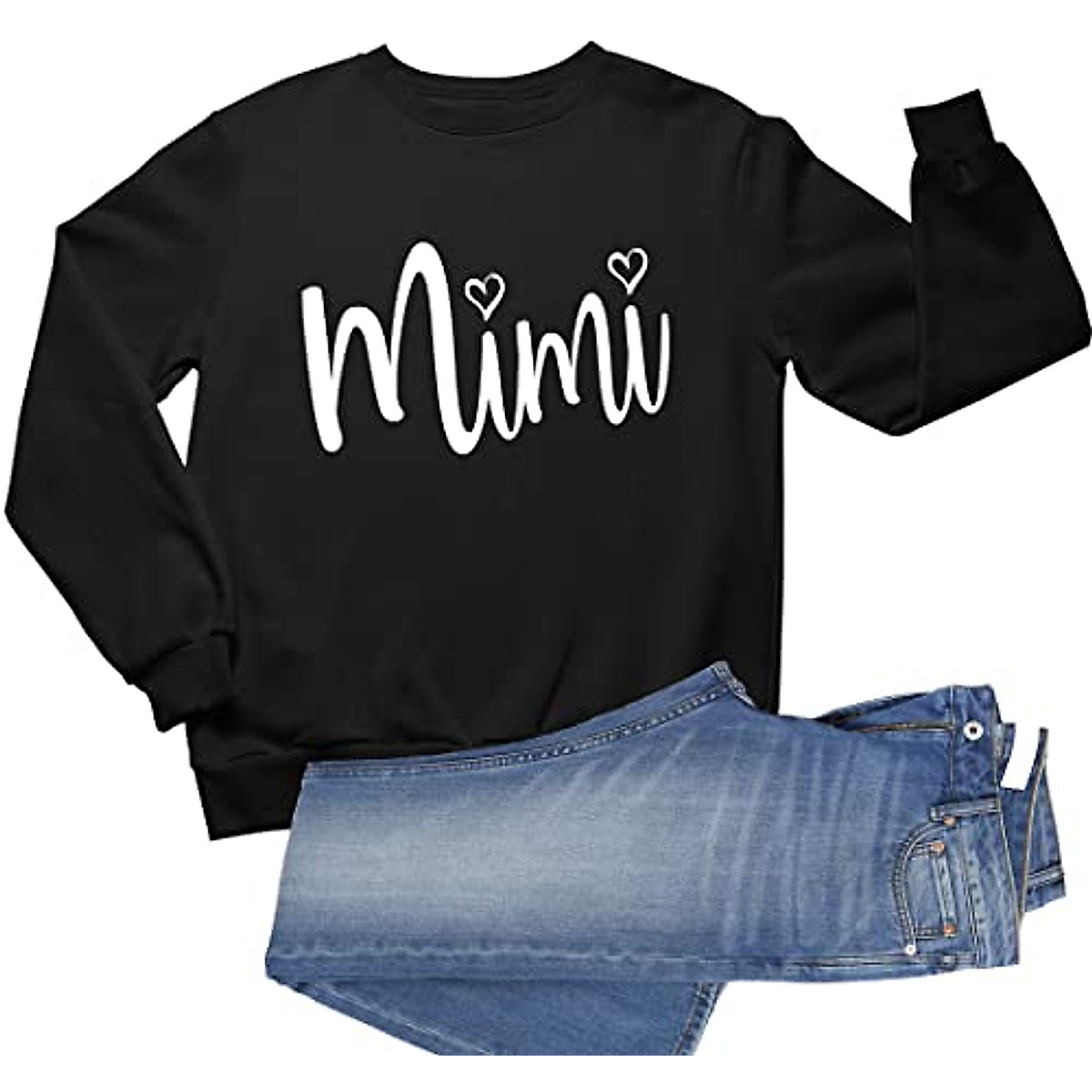 Go All Out XXX-Large Black Adult Mimi Heart Grandma Sweatshirt Crewneck
