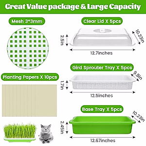 Legigo 5 Pack Seed Sprouter Trays with Lids- Soil-Free Cultivation Germination Tray, BPA Free Micro Greens Growing Trays Seed Sprouting Trays Kit with Germinating Paper for Wheatgrass, Beans and More