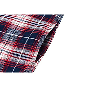 MAGCOMSEN Flannel Hooded Jacket for Men Long Sleeve Button Down Quilted Hood Coat Flannel Shirts for Men Winter Thermal Plad Jacket Red